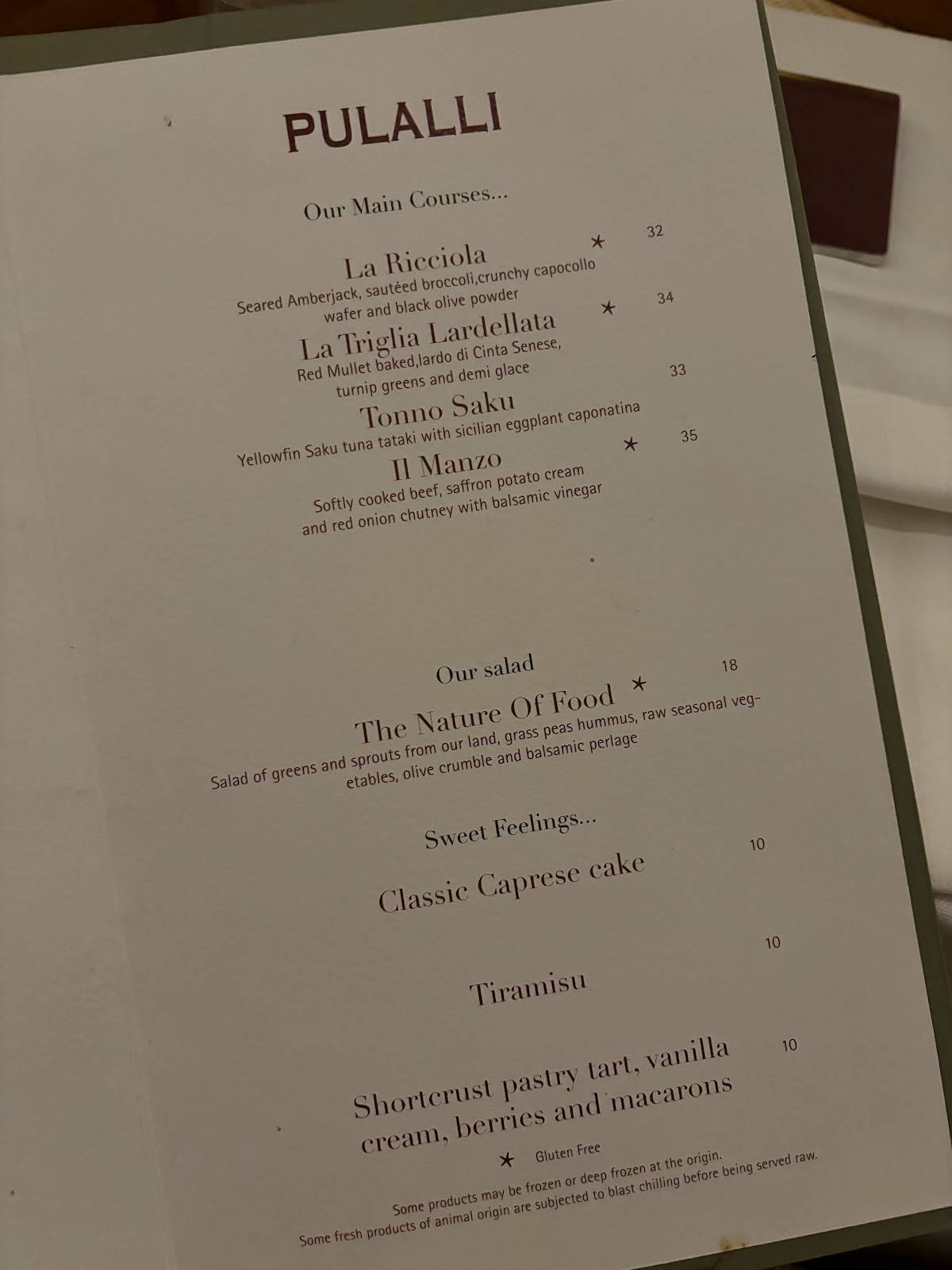 Menu at Pulalli pub & bar, Capri, Piazza Umberto I