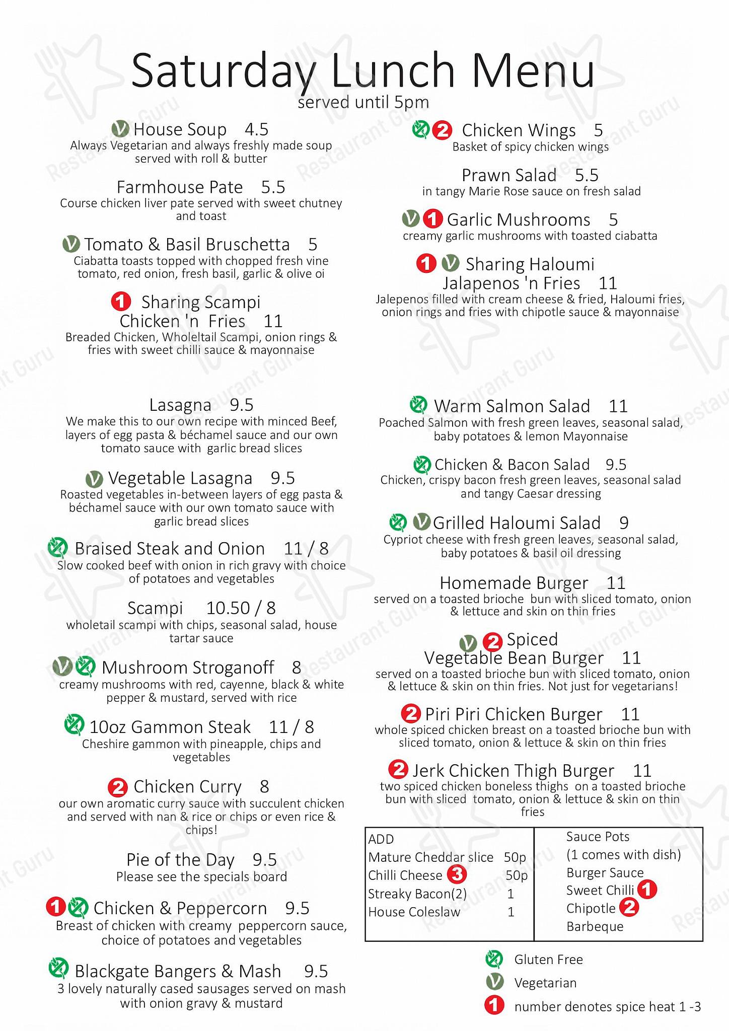 Menu at Robin Hood pub & bar, Leigh