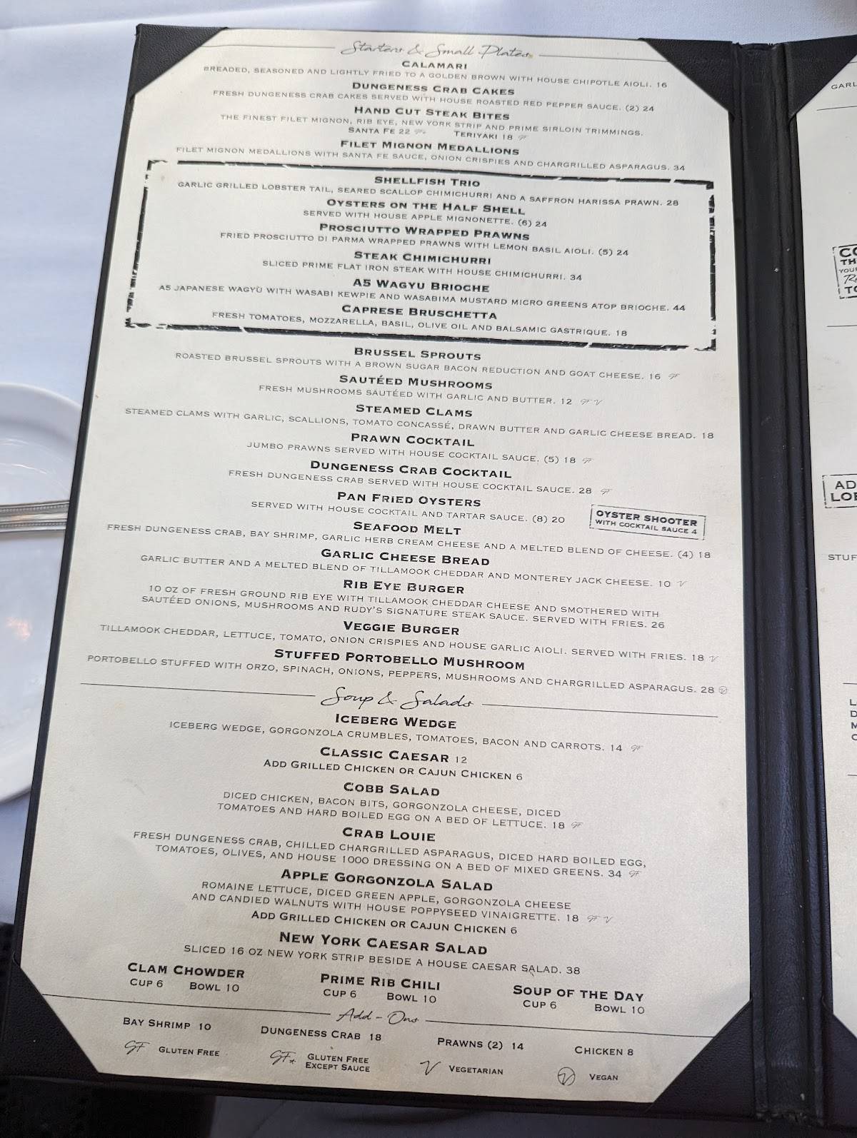 Menu at Rudy's Steakhouse, Salem, 350 Chemeketa St NE