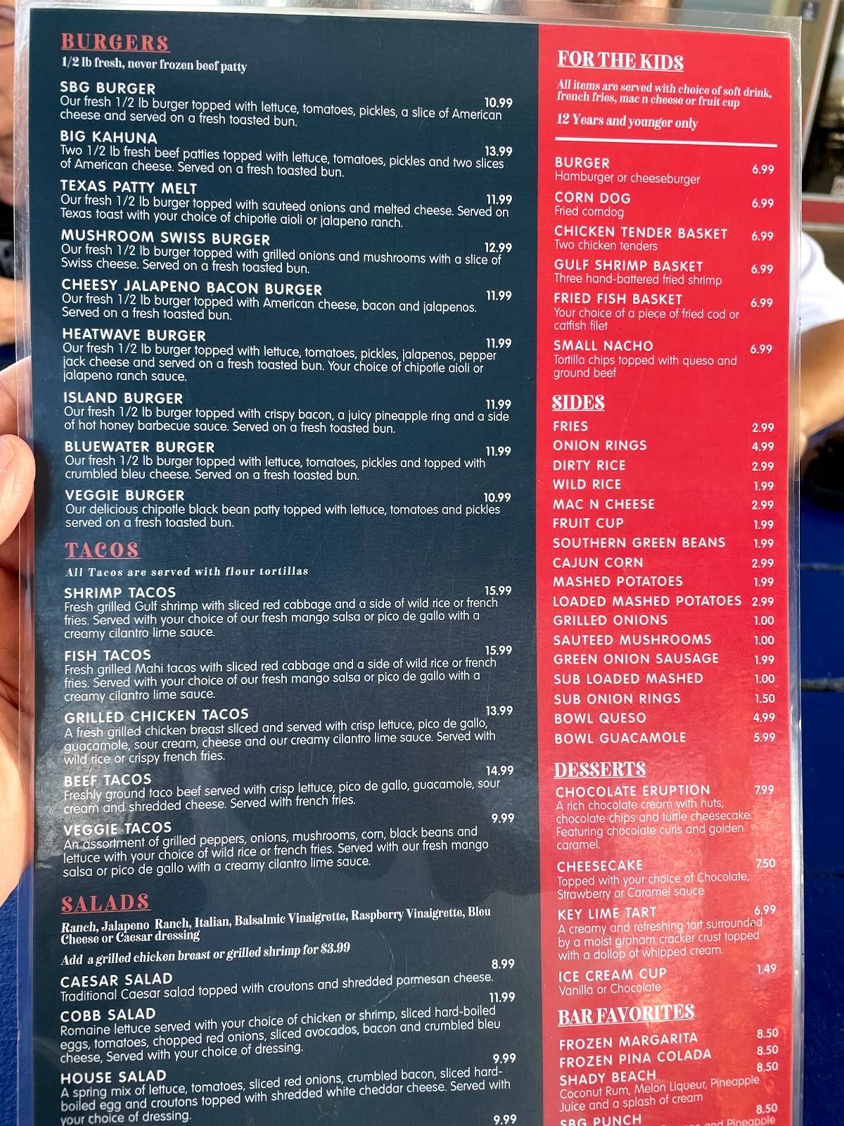 Menu at Seahorse Bar & Grill, Surfside Beach