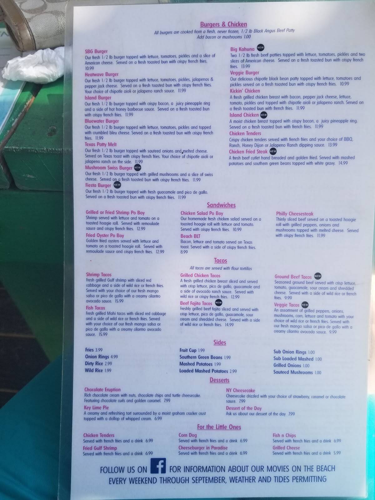 Menu at Seahorse Bar & Grill, Surfside Beach