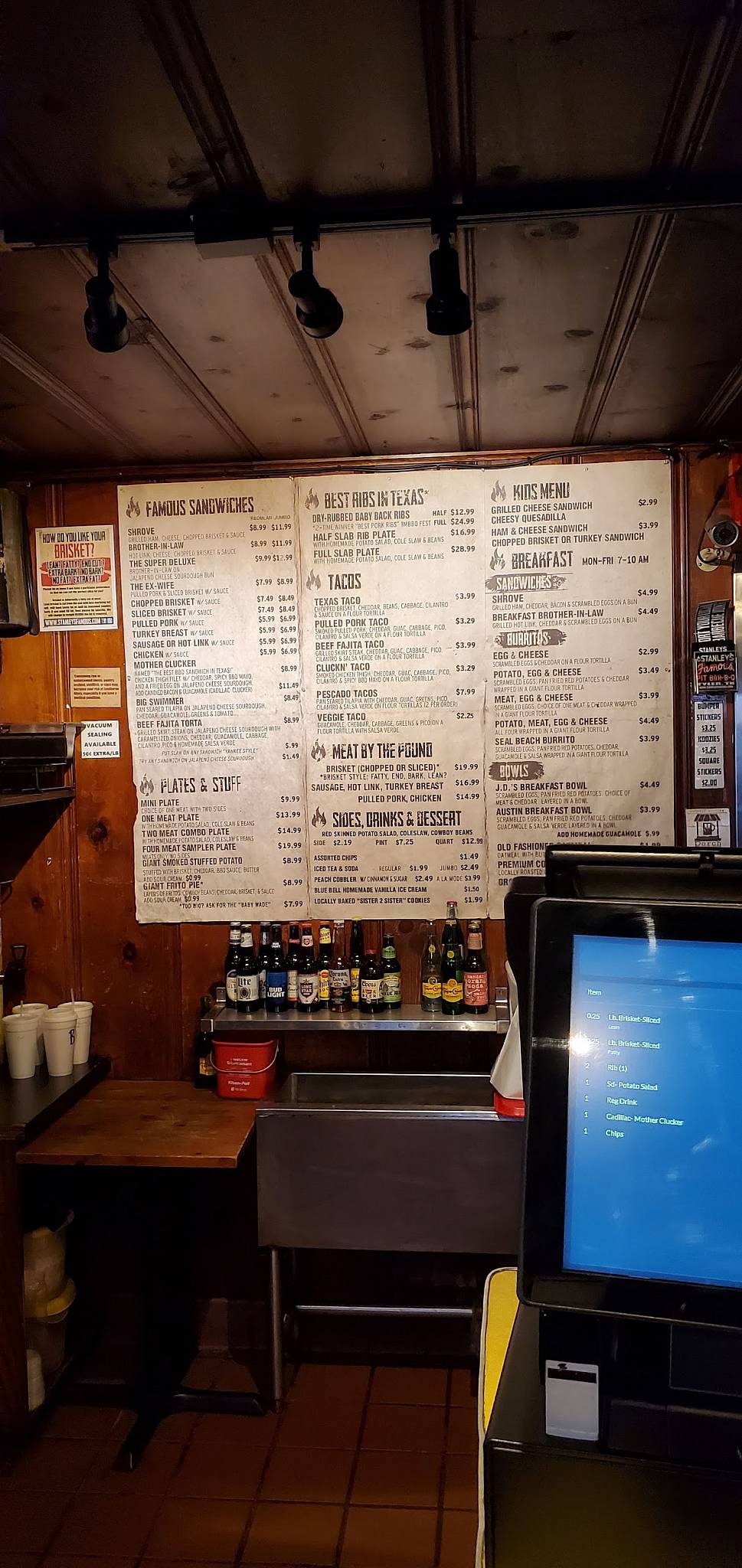 Menu at Stanley's Famous Pit Barbecue, Tyler