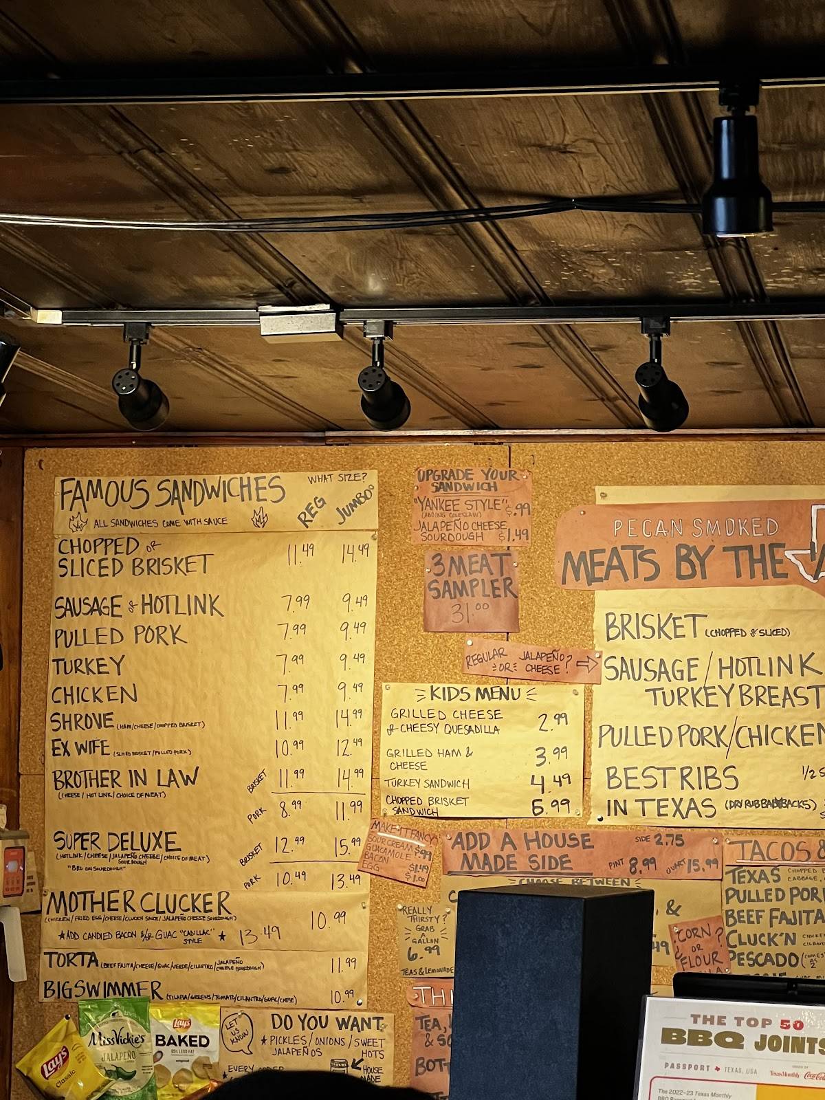 Menu at Stanley's Famous Pit Barbecue, Tyler