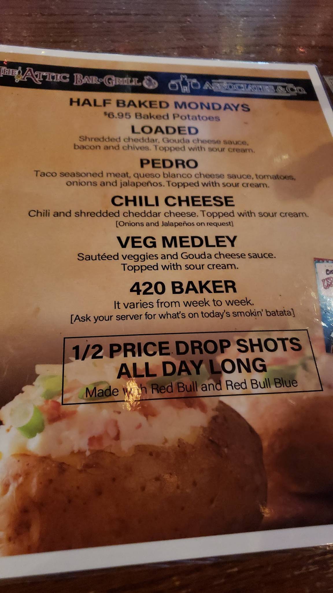 Menu at The Attic East Bar and Grill, Sioux Falls