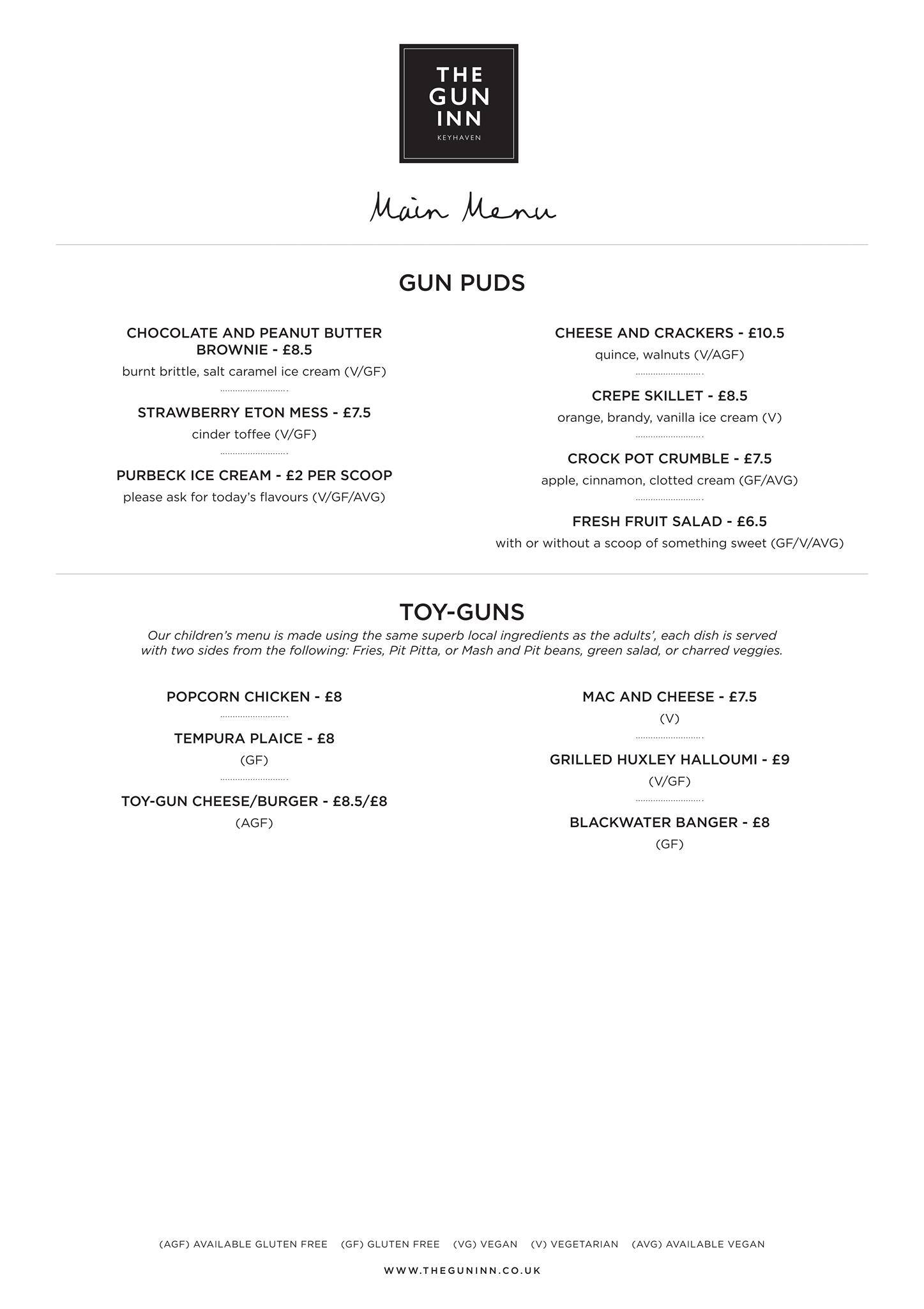 Menu at The Gun Inn pub & bar, Lymington
