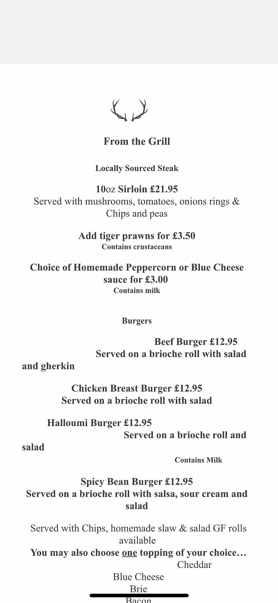 Menu at The Hart Inn pub & bar, Hartland