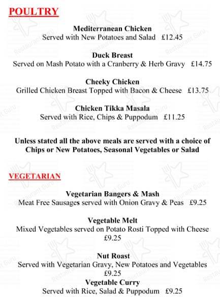 Menu at The Heathfield Inn pub & bar, Honiton