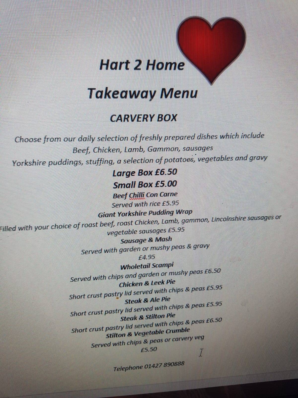 Menu at The Red Hart pub & bar, Haxey