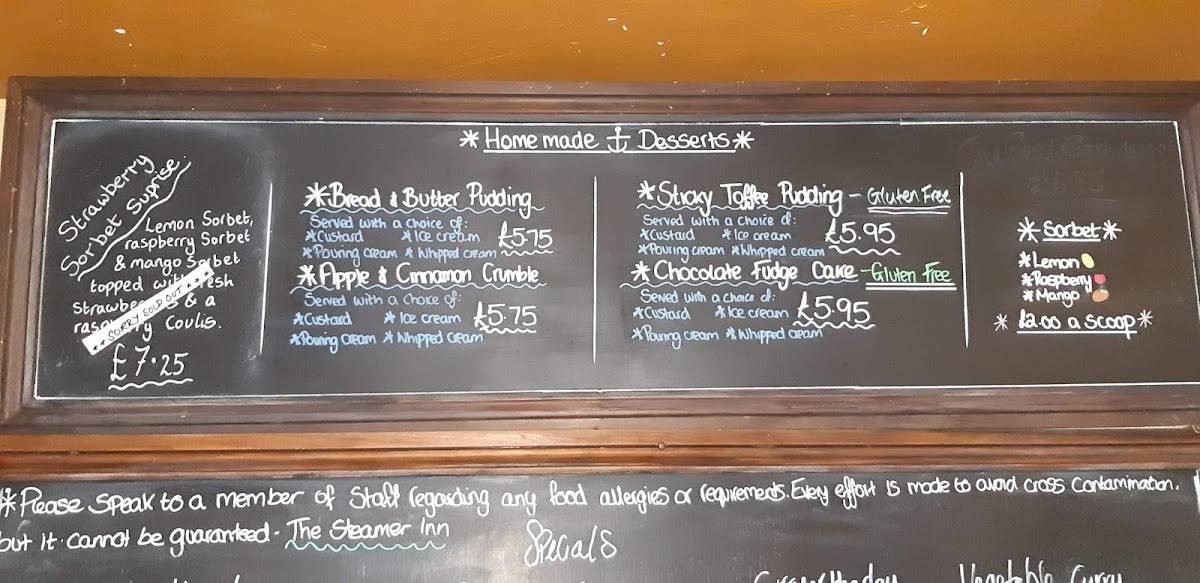 Menu at The Steamer Inn pub & bar, Shanklin