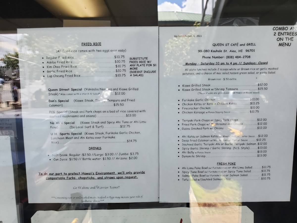 Menu at Queen Street Cafe & Grill, Aiea