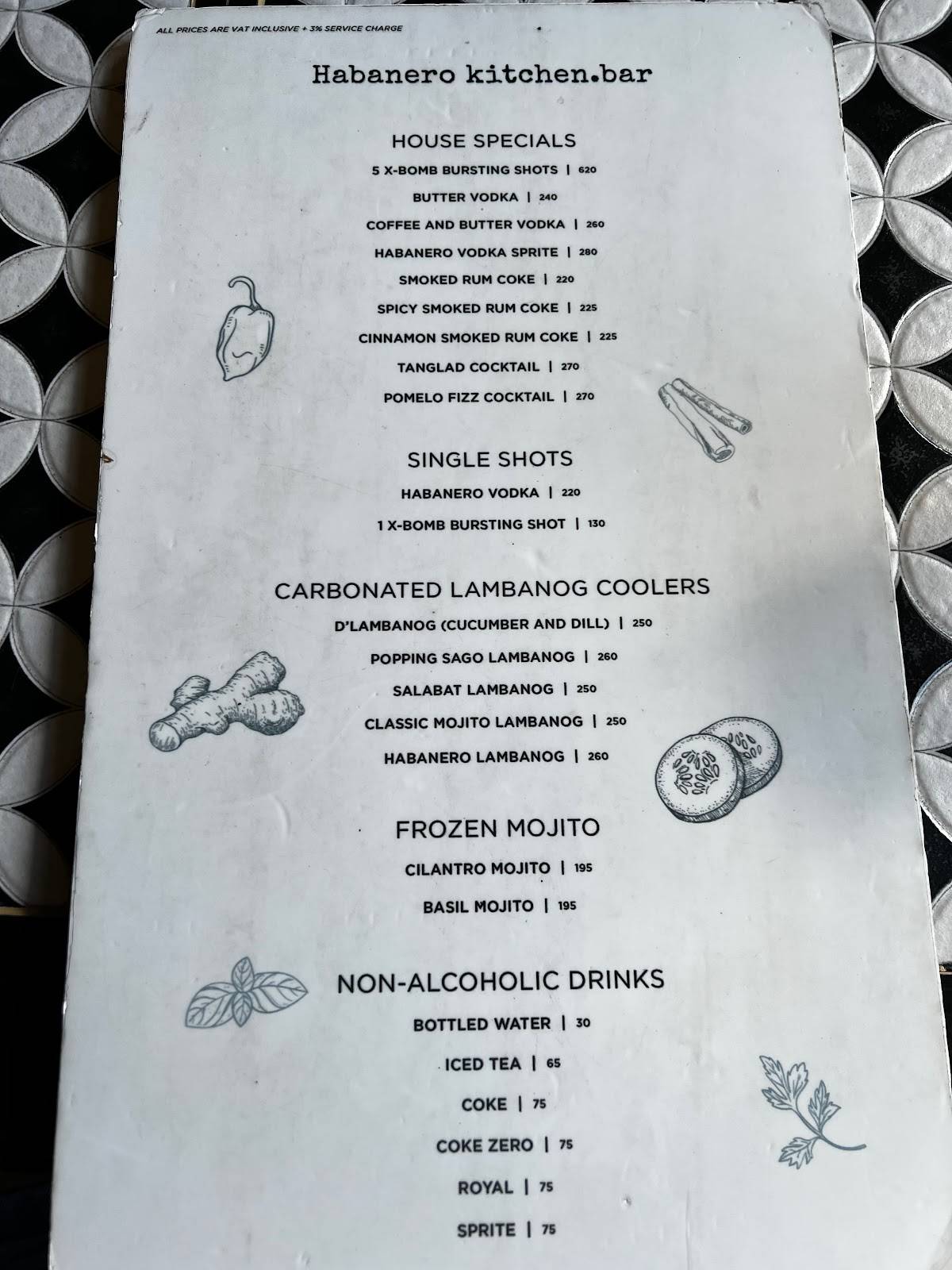 Menu at Habanero Kitchen Bar, Quezon City, Araneta Center