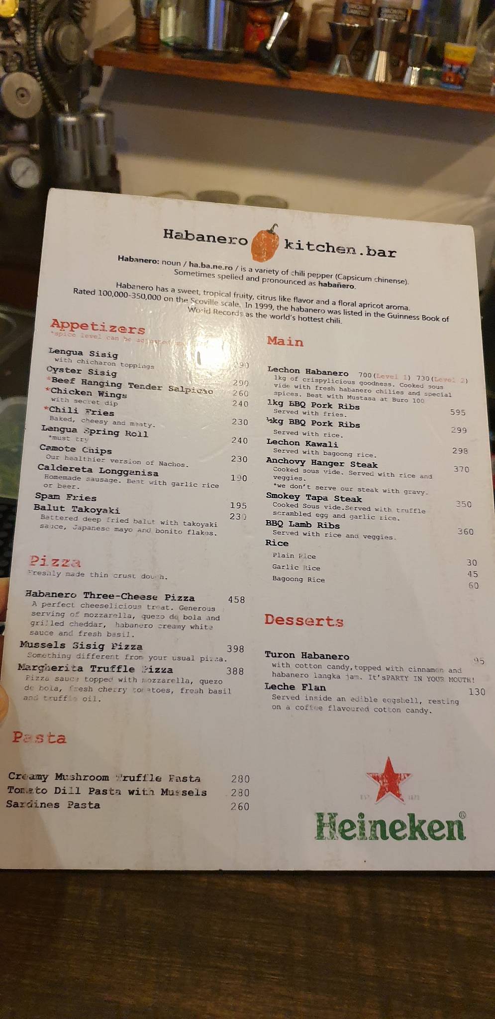 Menu at Habanero Kitchen Bar, Quezon City, Araneta Center