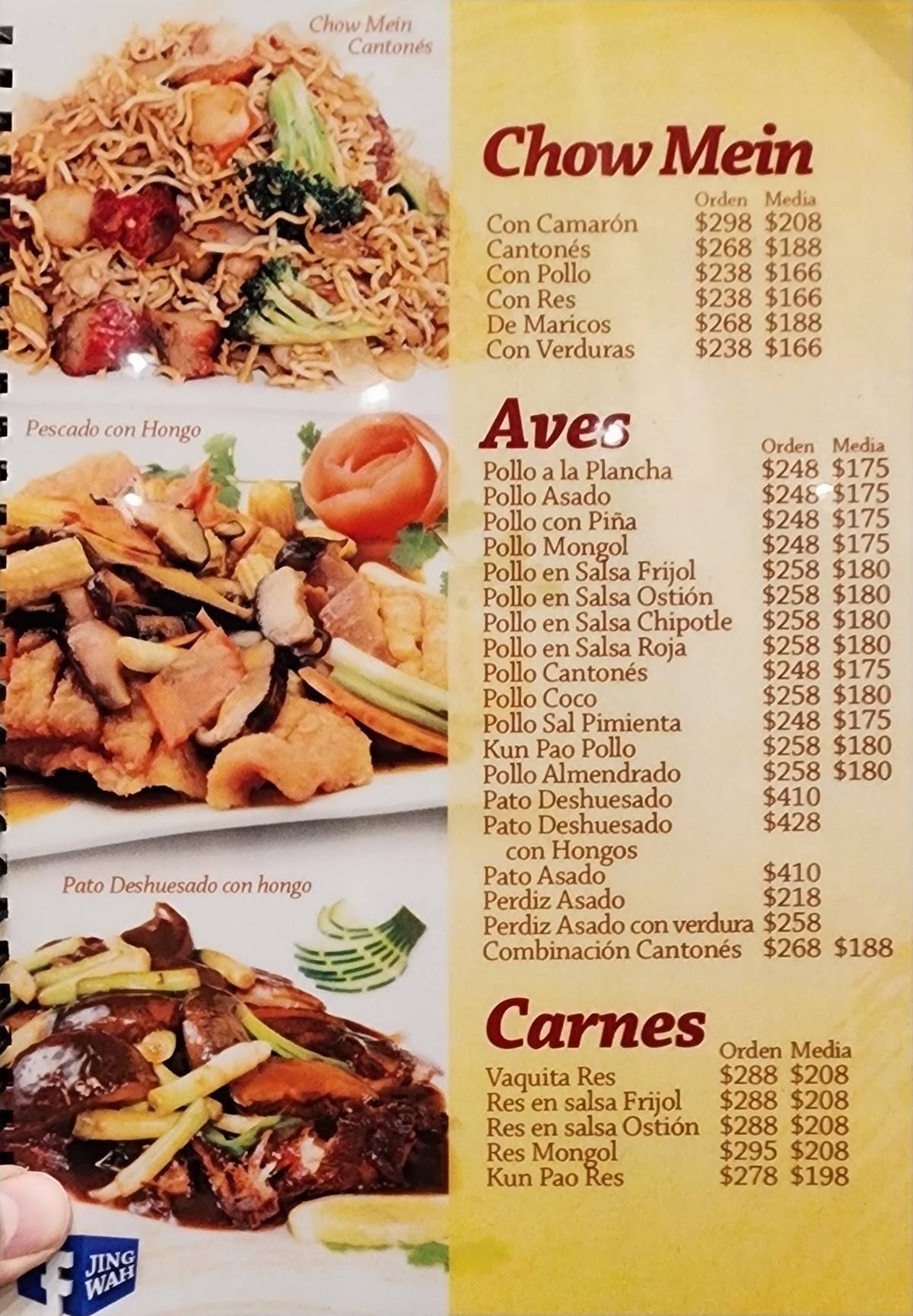 Menu at RESTAURANTE Jing Wah Cocina China, Mexicali, C. Novena 1598