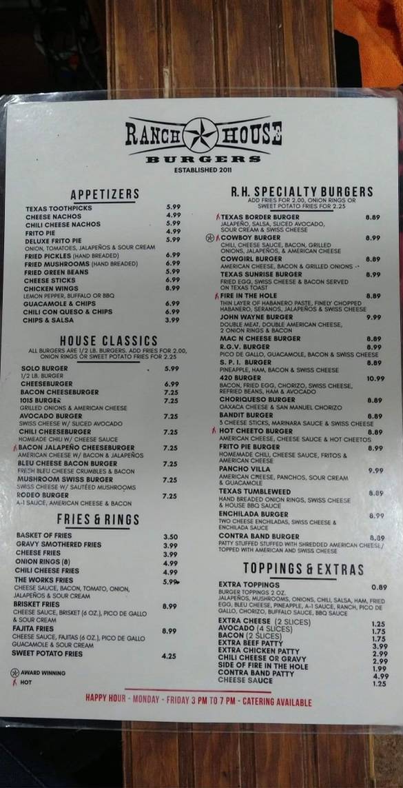 Menu at RUSTIC RANCH RESTAURANT, Weslaco