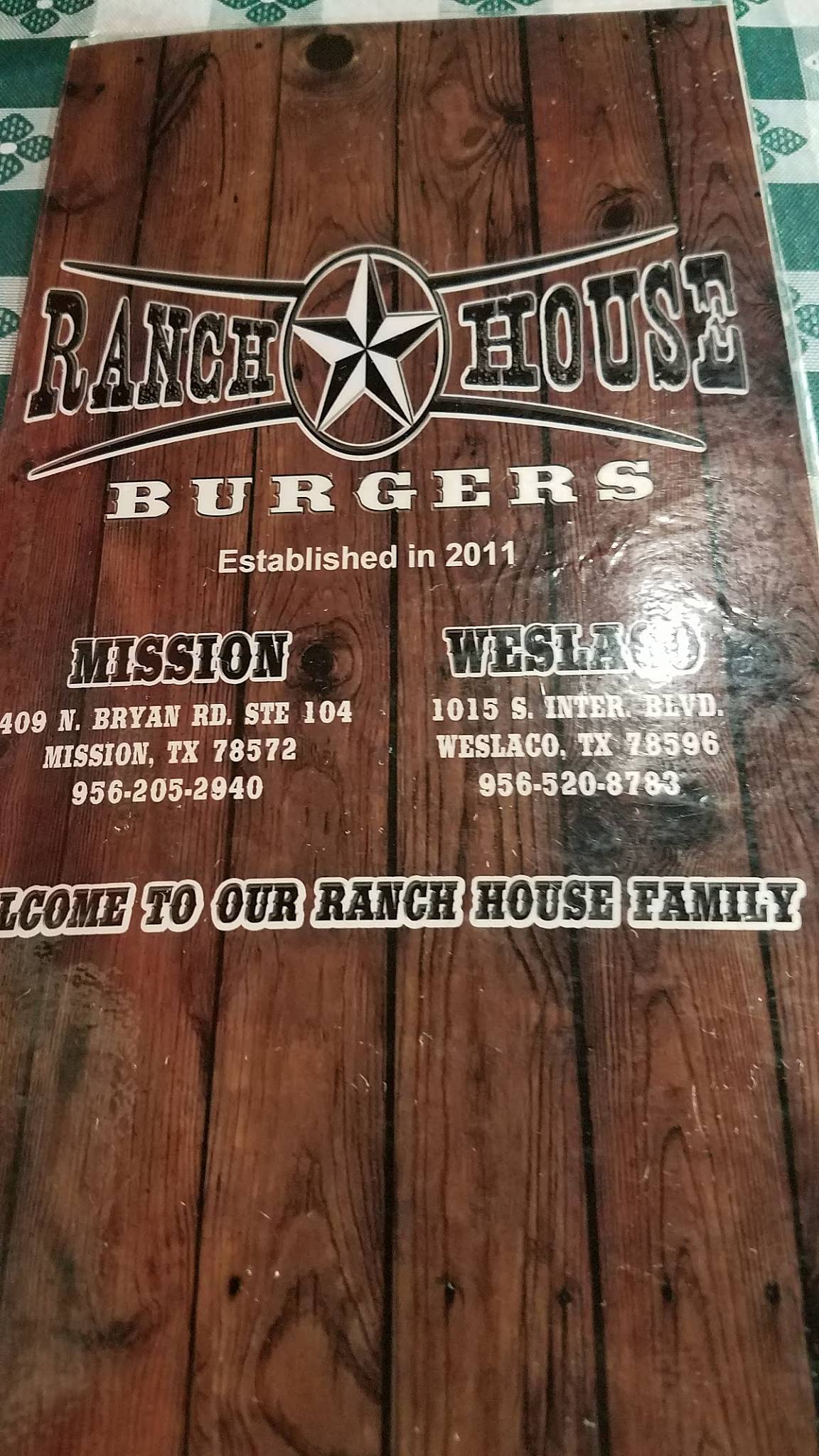 Menu at RUSTIC RANCH RESTAURANT, Weslaco