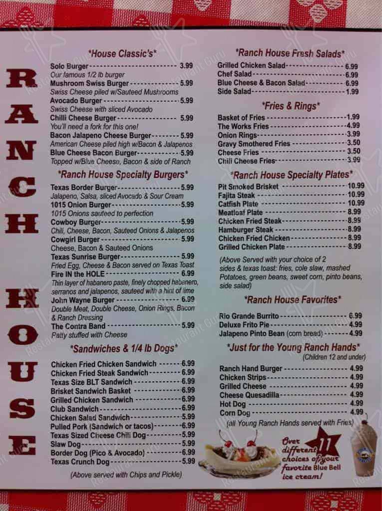 Menu at RUSTIC RANCH RESTAURANT, Weslaco