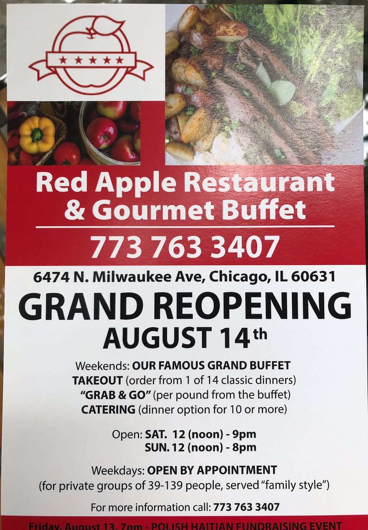 Menu at Red Apple Buffet-Restaurant, Chicago, 6474 N Milwaukee Ave