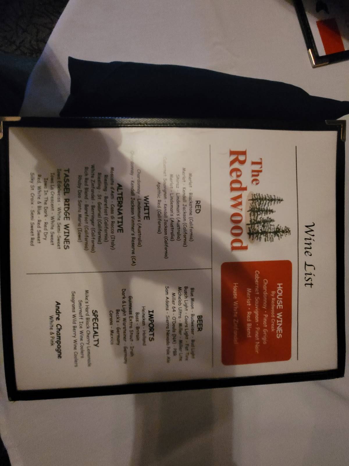 Menu at Redwood Steak House restaurant, Anita, White Pole Rd