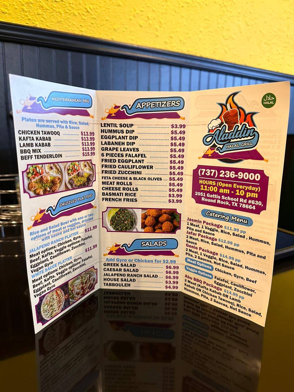 Menu at Aladdin Halal Grill restaurant, Round Rock