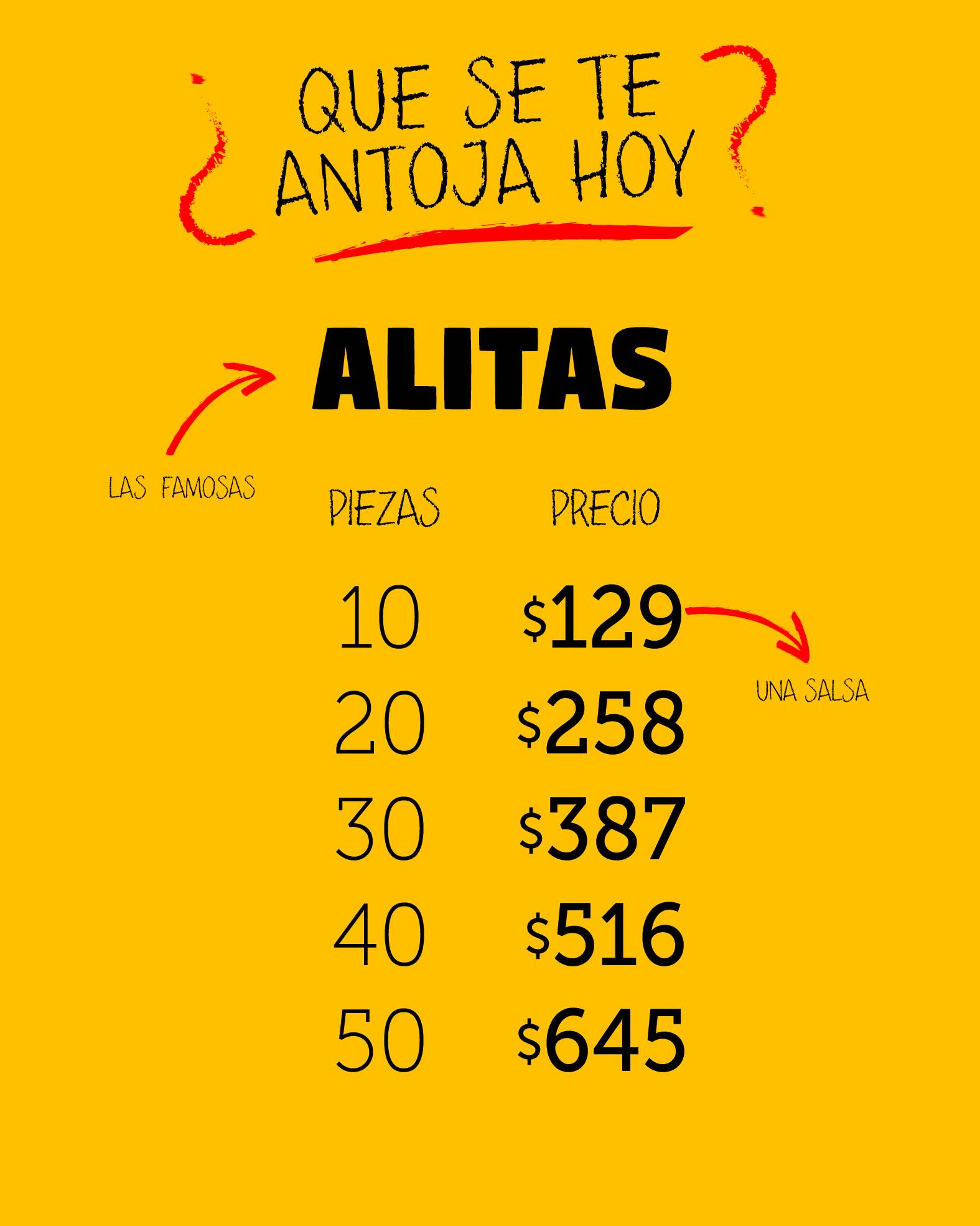 Carta del restaurante Alitas To GO, Ciudad Juarez, C. Melquiades Alanís ...