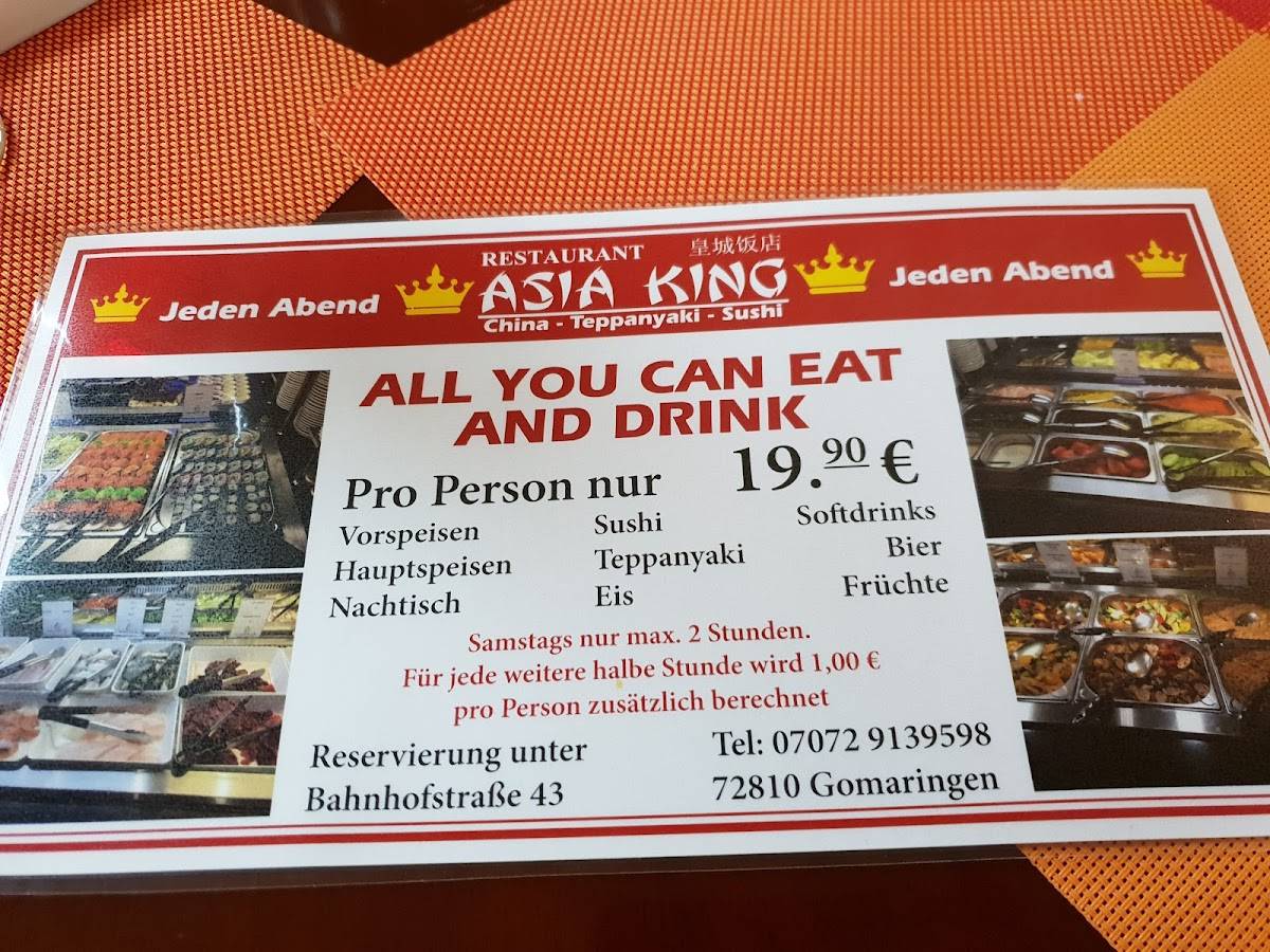 Speisekarte von Asia King restaurant, Gomaringen, Bahnhofstraße 43