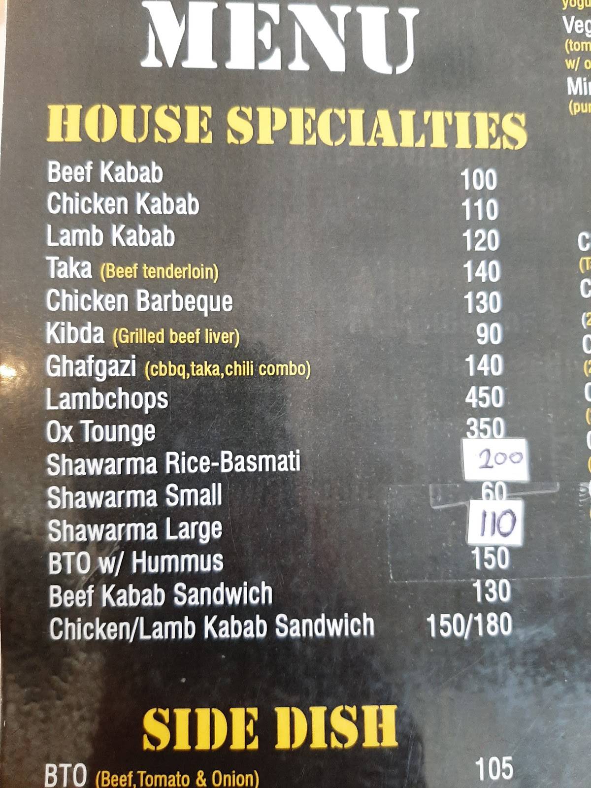 Menu at Behrouz Persian Cuisine restaurant, Quezon City, 50 Sct. Tobias St