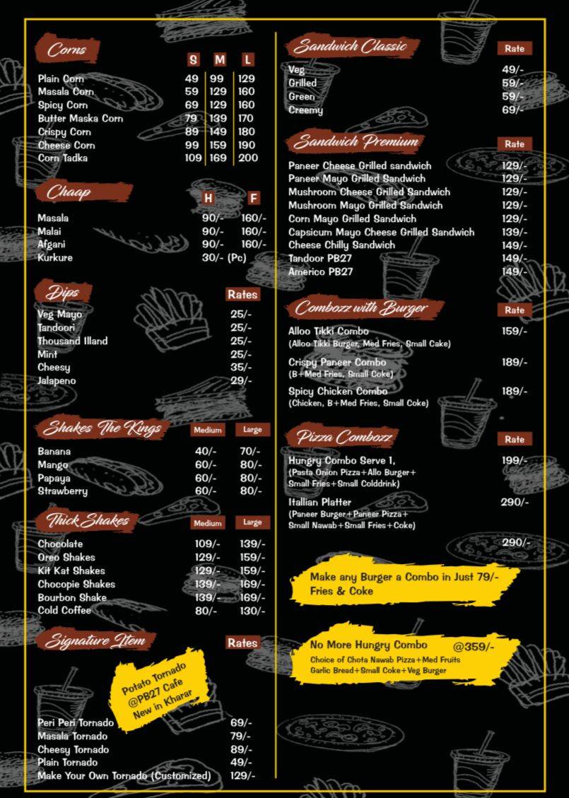 Menu at CAFE PB 27, Kharar
