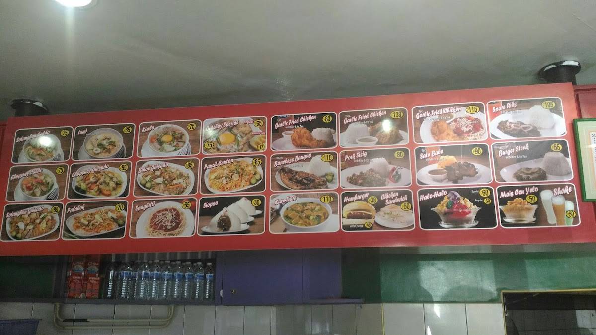 Menu at Chinky's restaurant, Bacolod, Araneta Ave