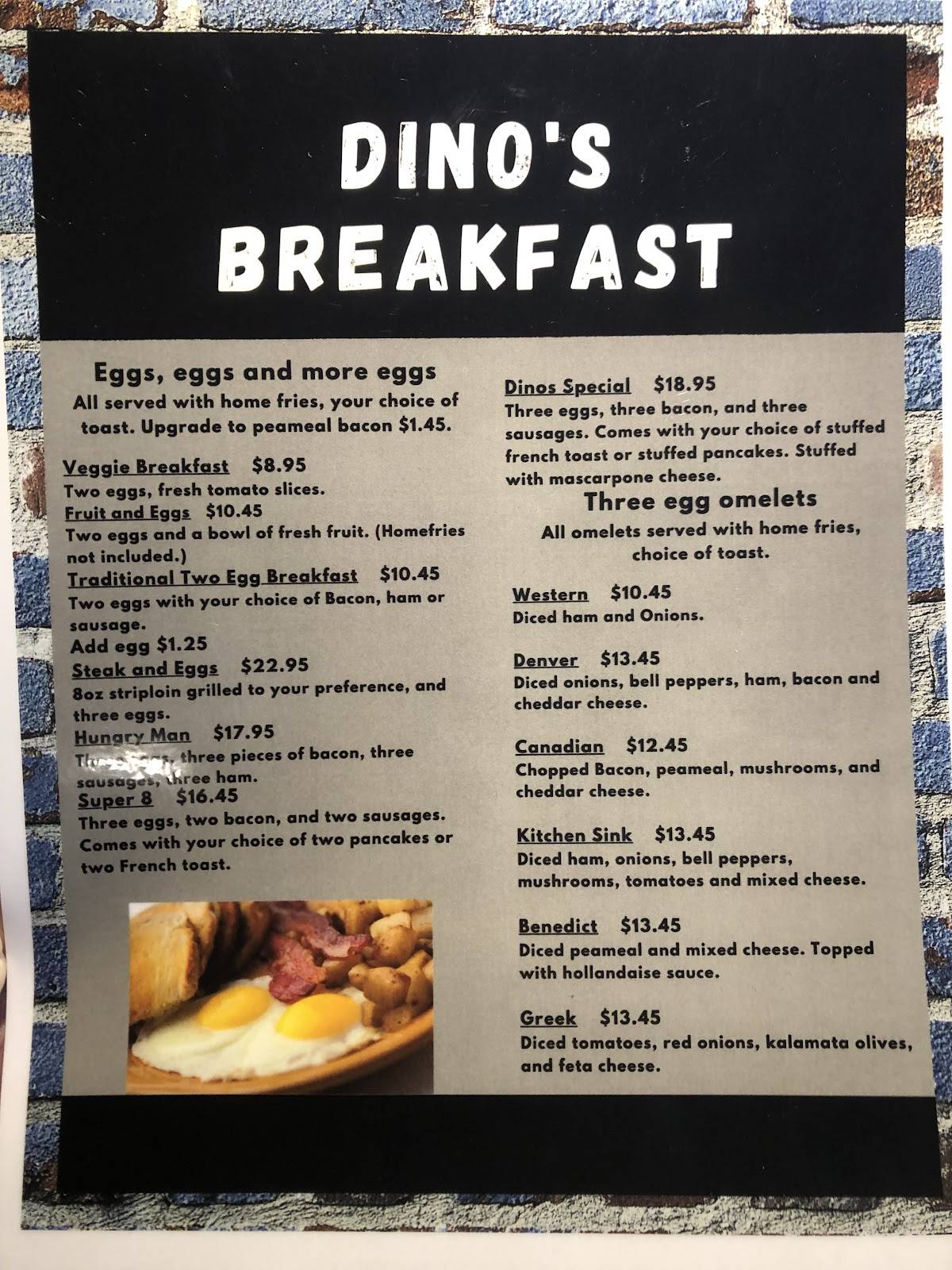 Menu at Dino's Grillhouse restaurant, Ingersoll