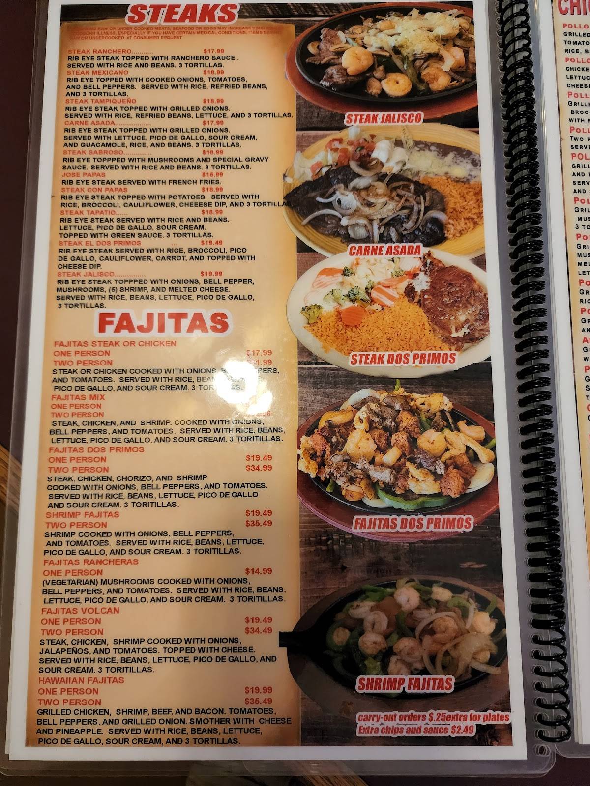 Menu at Dos Primos Mexican Restaurant, Hermann, Village Ln