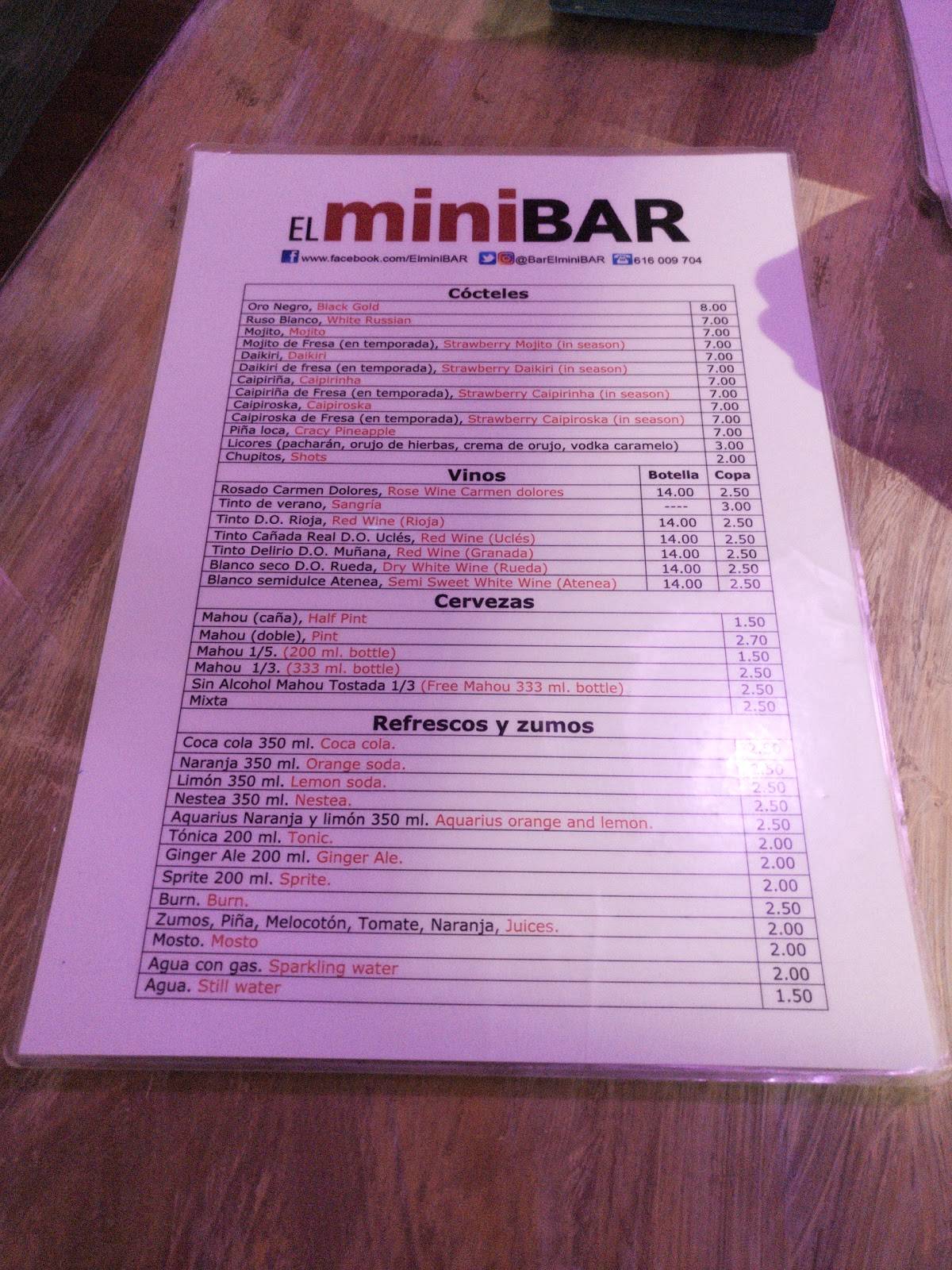 Menu at El Minibar, Madrid, C/ del Mesón de Paños