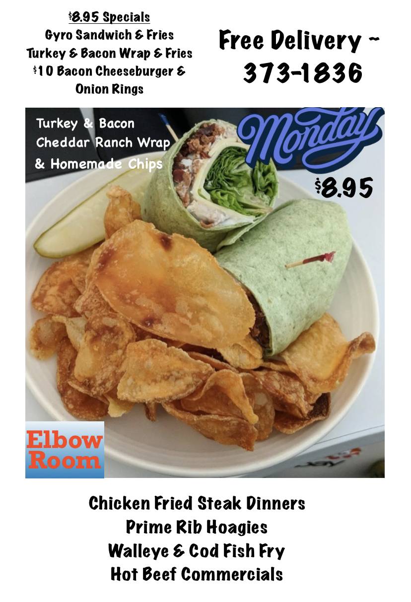 Menu at Elbow Room restaurant, Albert Lea