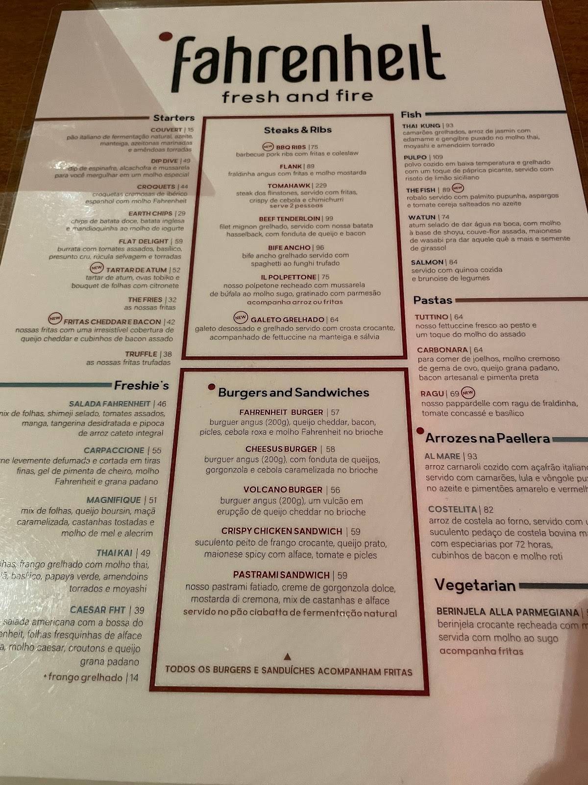 Menu em Fahrenheit: Delivery, Happy Hour, Vinhos, Drinks, Saladas ...