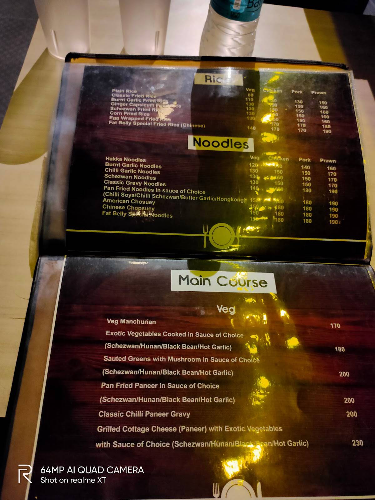 Menu at Fat Belly, Jorhat