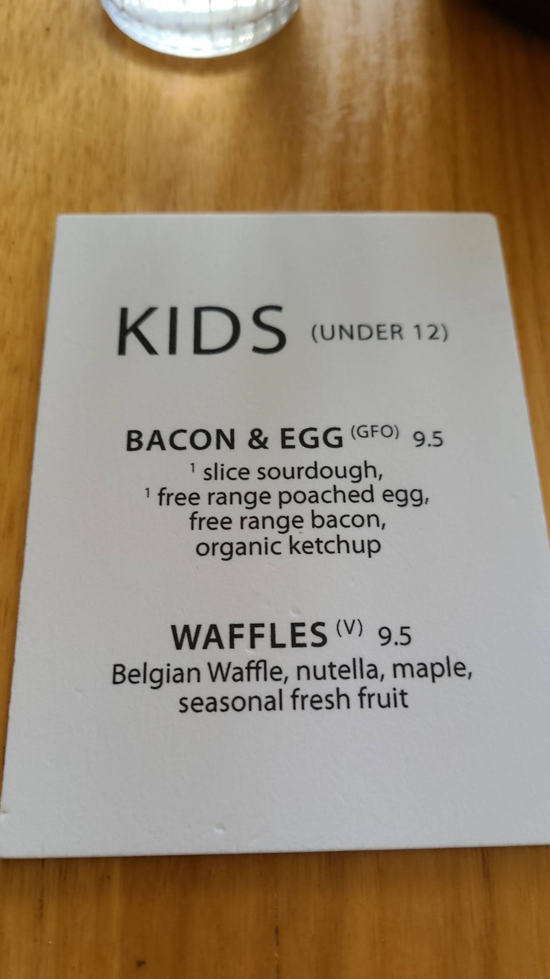 Menu at Fiddle Leaf cafe, Bulimba