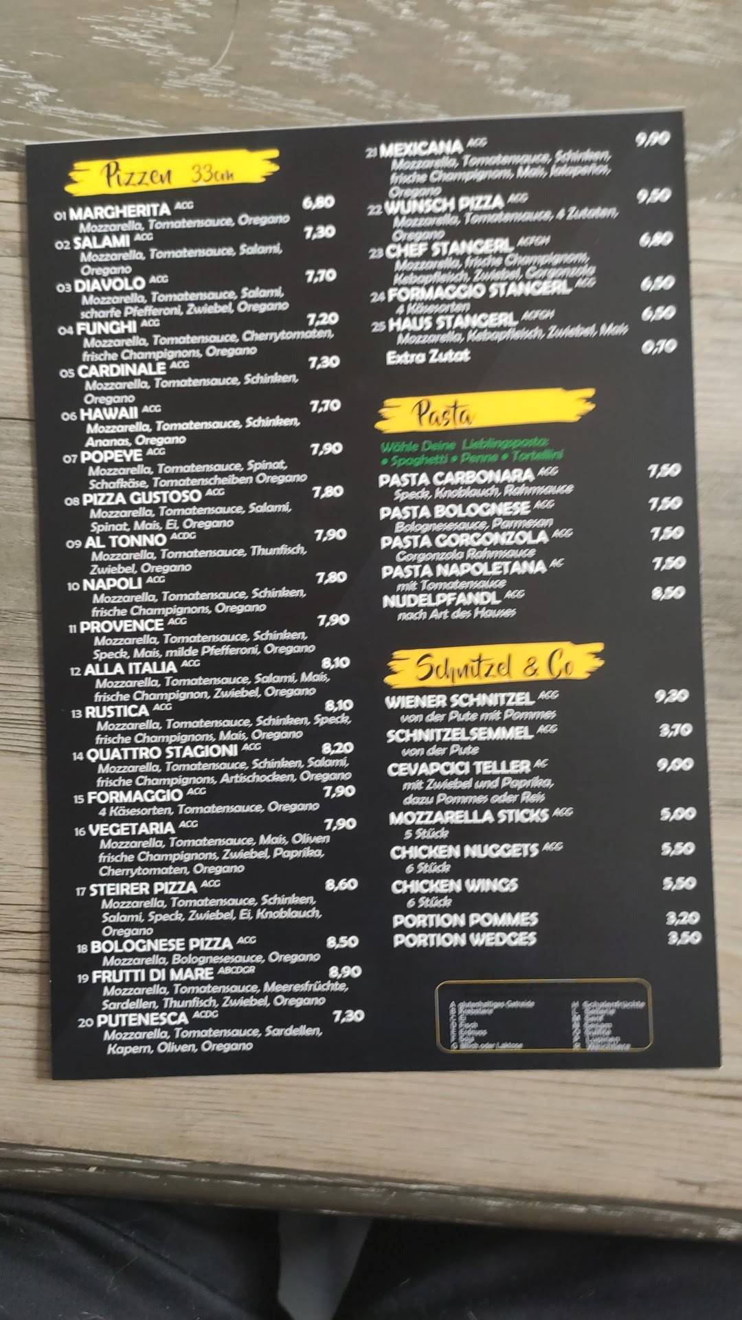 Menu au GUSTOSO Pizza Kebap Burger Pasta, Deutschlandsberg