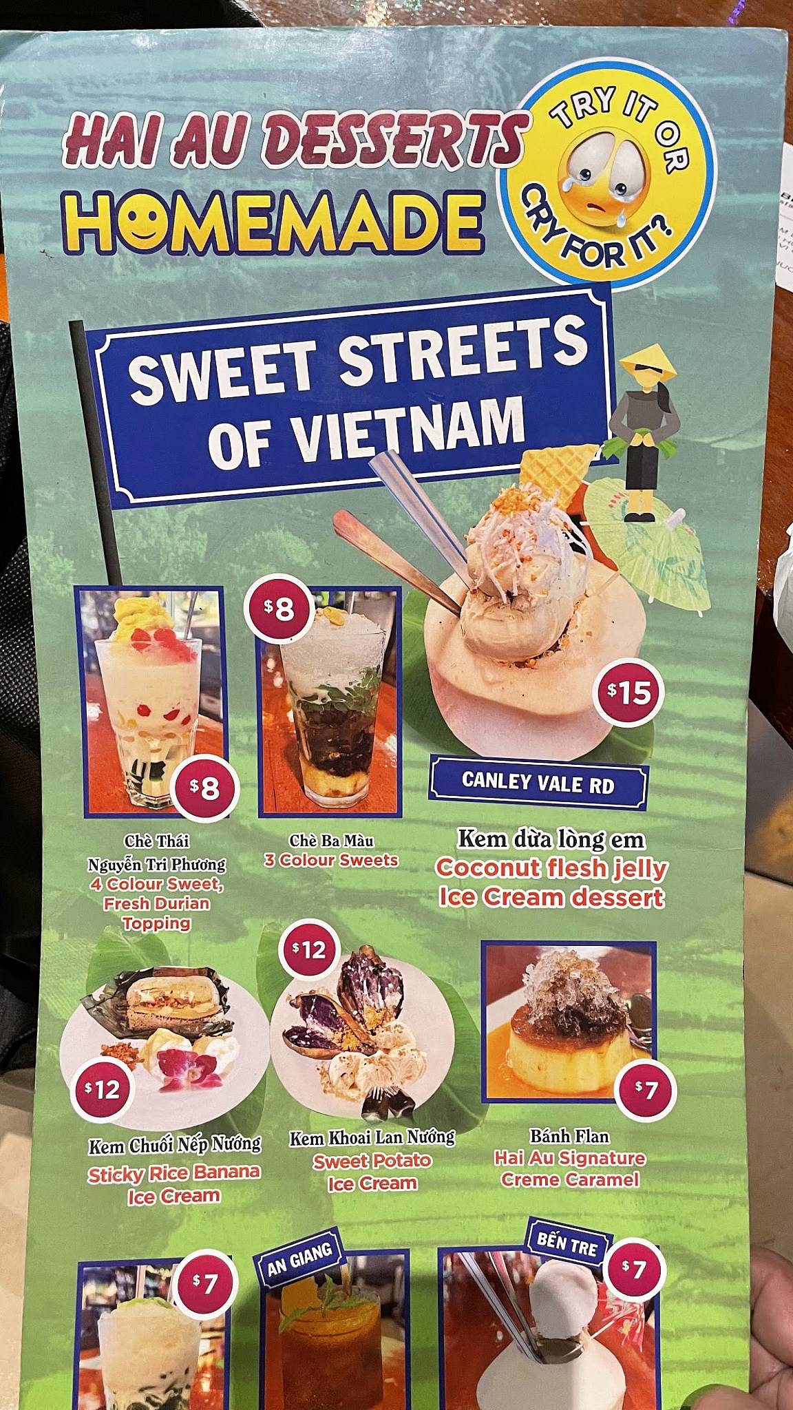 Menu at Hai Au Lang Nuong restaurant, Canley Vale