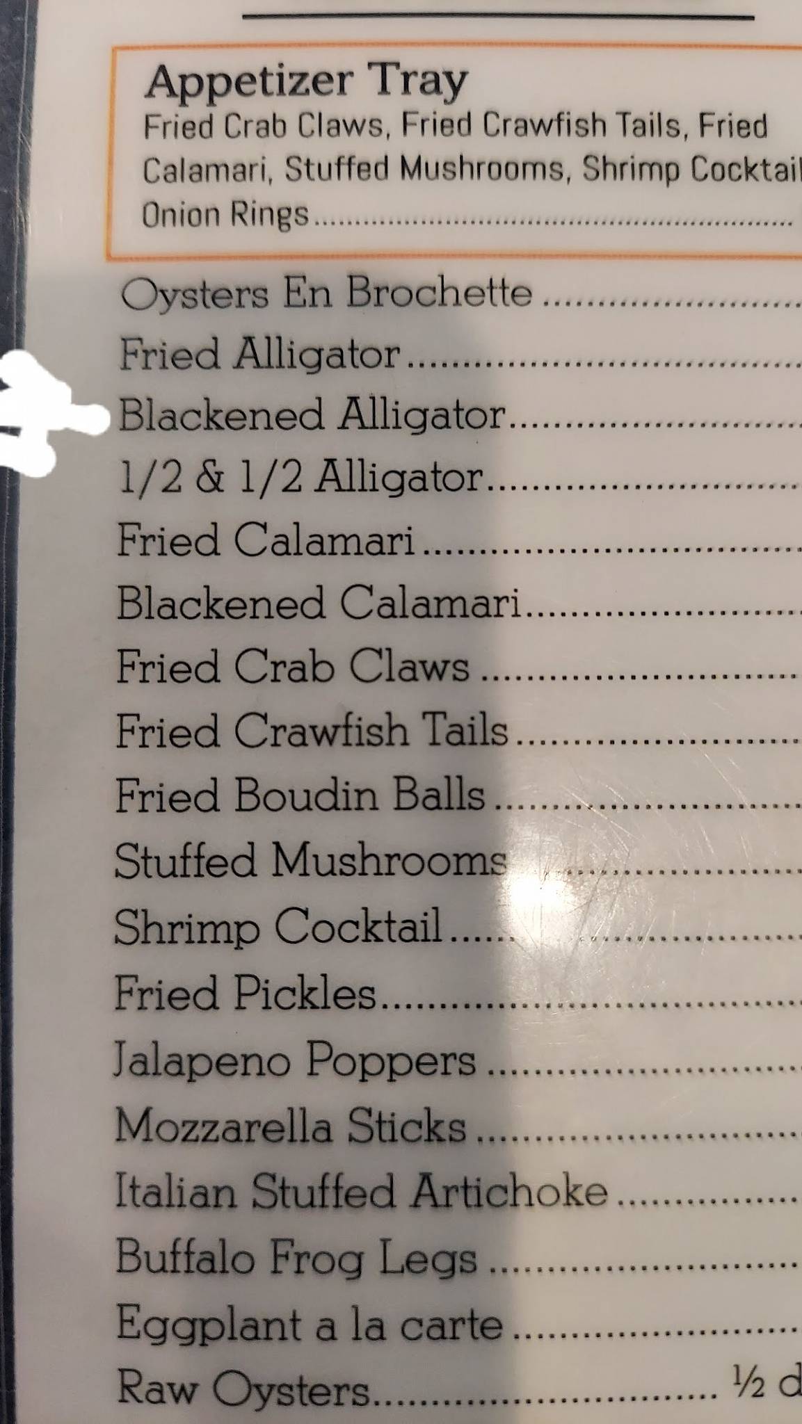 Menu at Harbor Seafood & Oyster Bar, Kenner