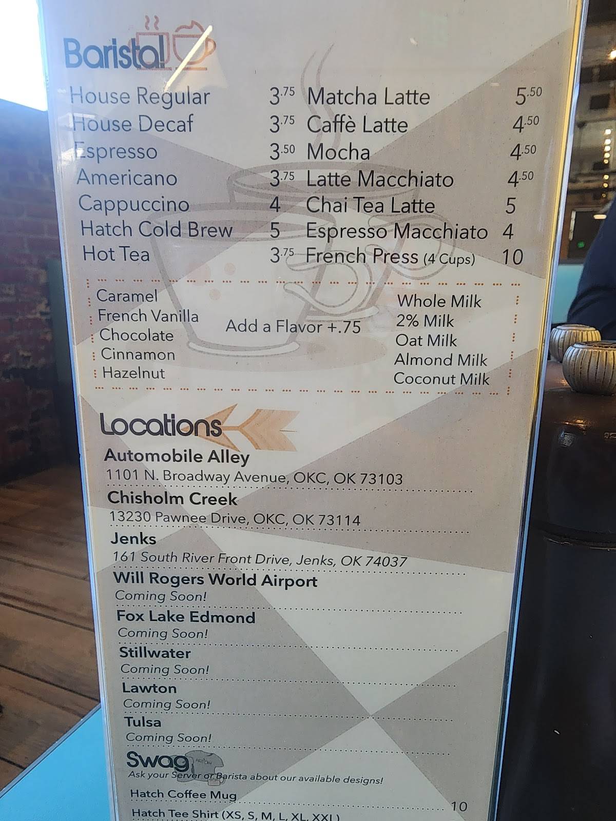 Menu at Hatch Early Mood Food restaurant, Oklahoma City, 1101 N ...