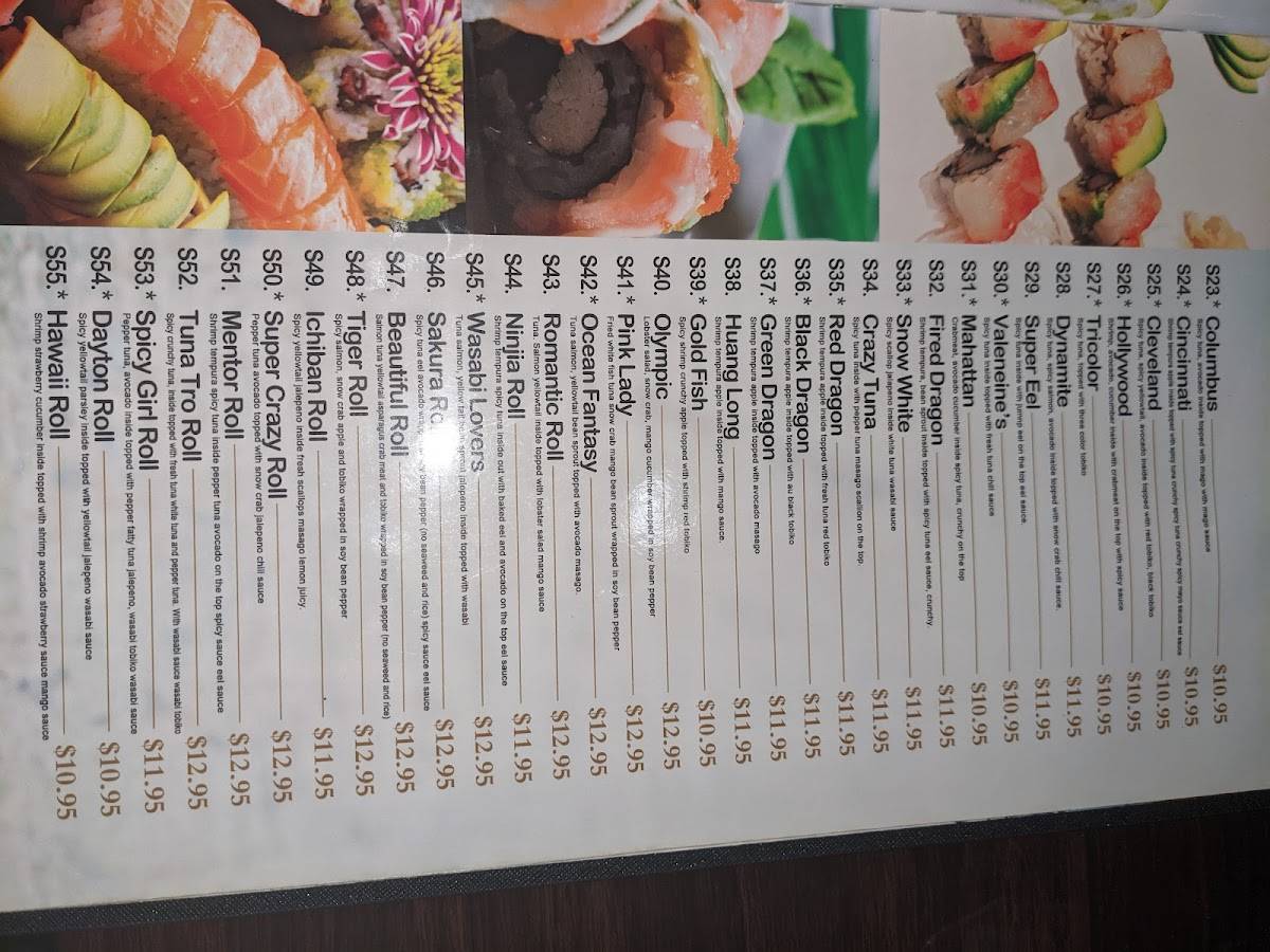 Menu at Hayashi Mayple Japanese Restaurant, Chardon