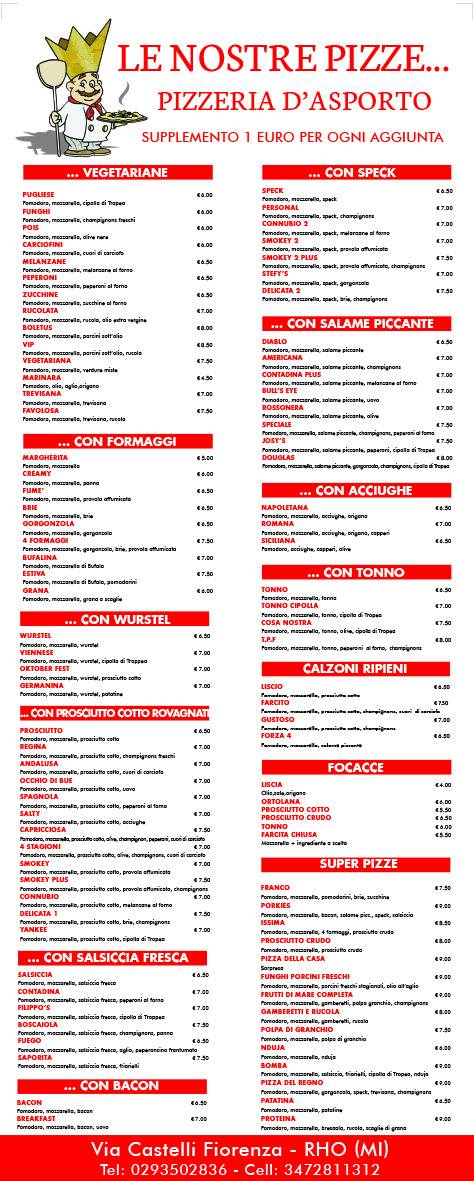 Menu da Il Regno della Pizza ristorante, Rho