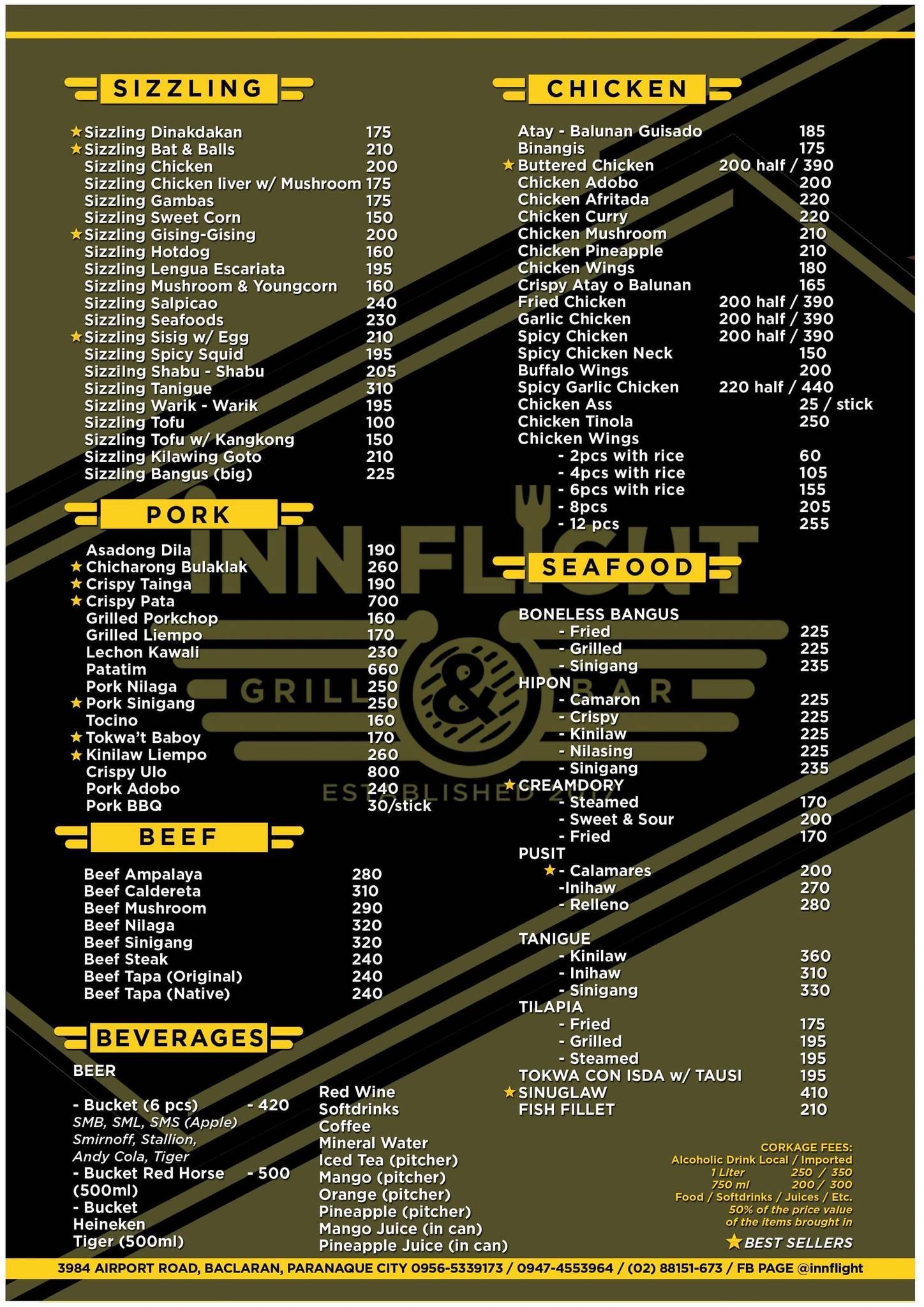 Menu at Inn Flight Grill And Bar, Parañaque