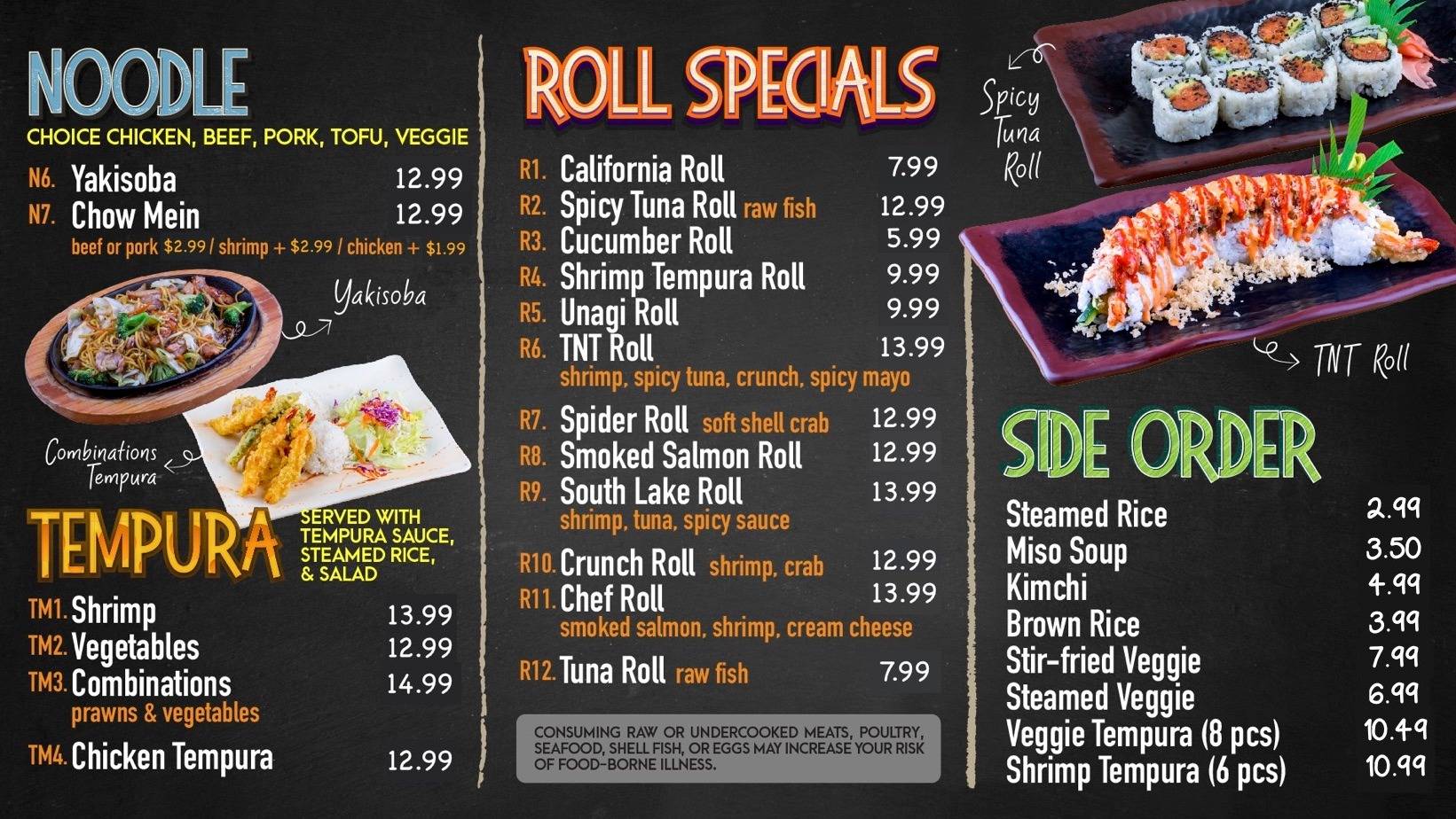 Menu at Japan Teriyaki & Roll restaurant, Lake Stevens