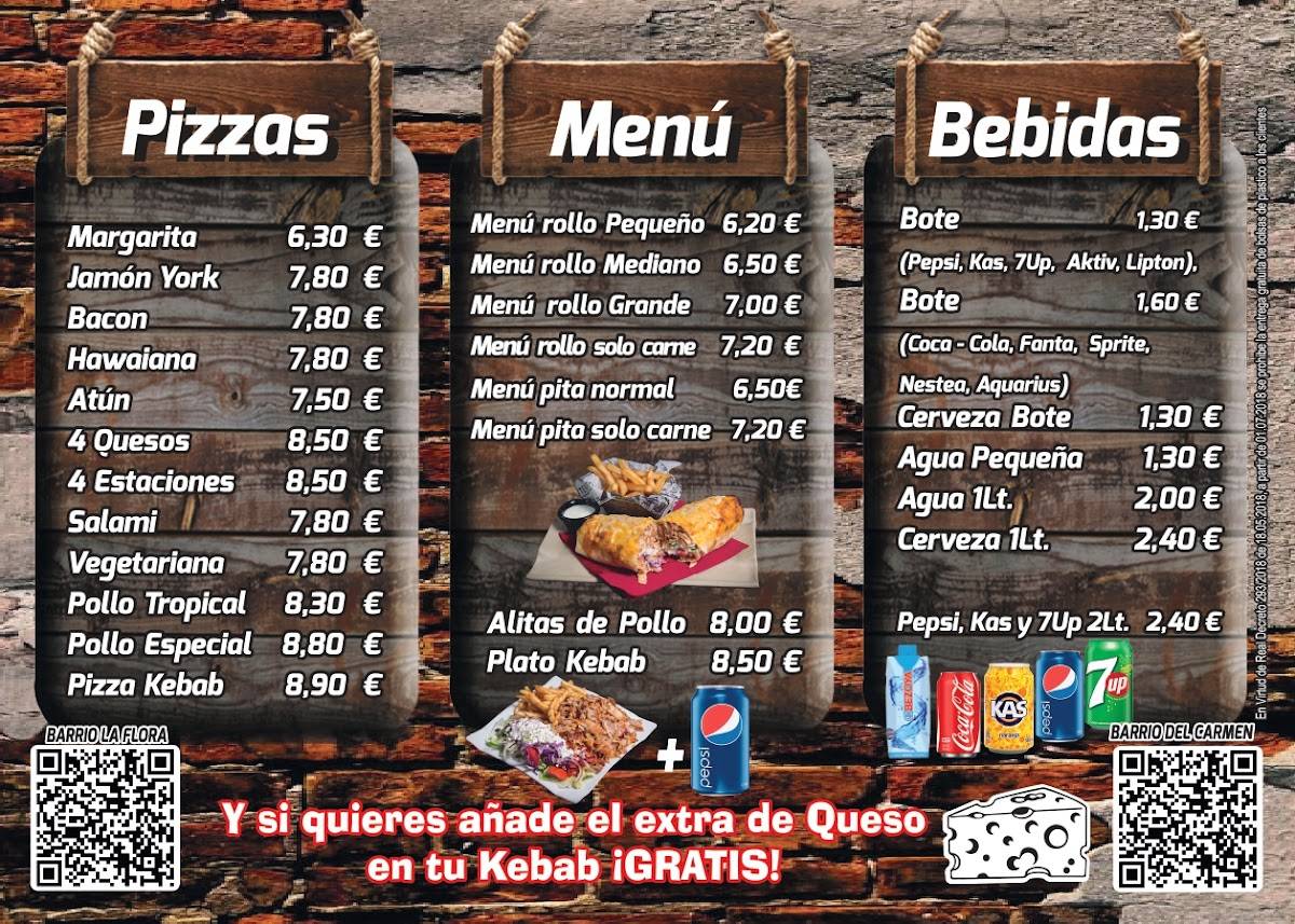 Carta de Kebab Floridablanca - El Buen Rollo, Murcia