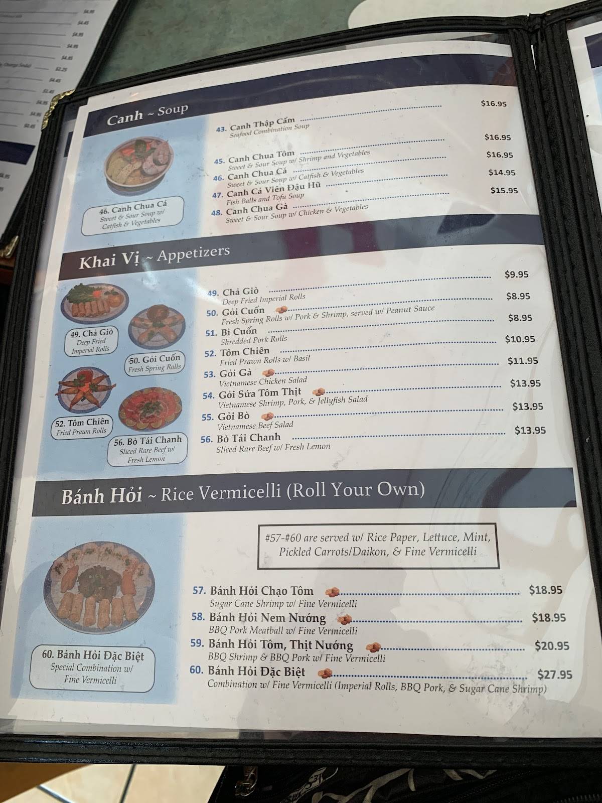 Menu at Kim Sơn Restaurant, San Francisco
