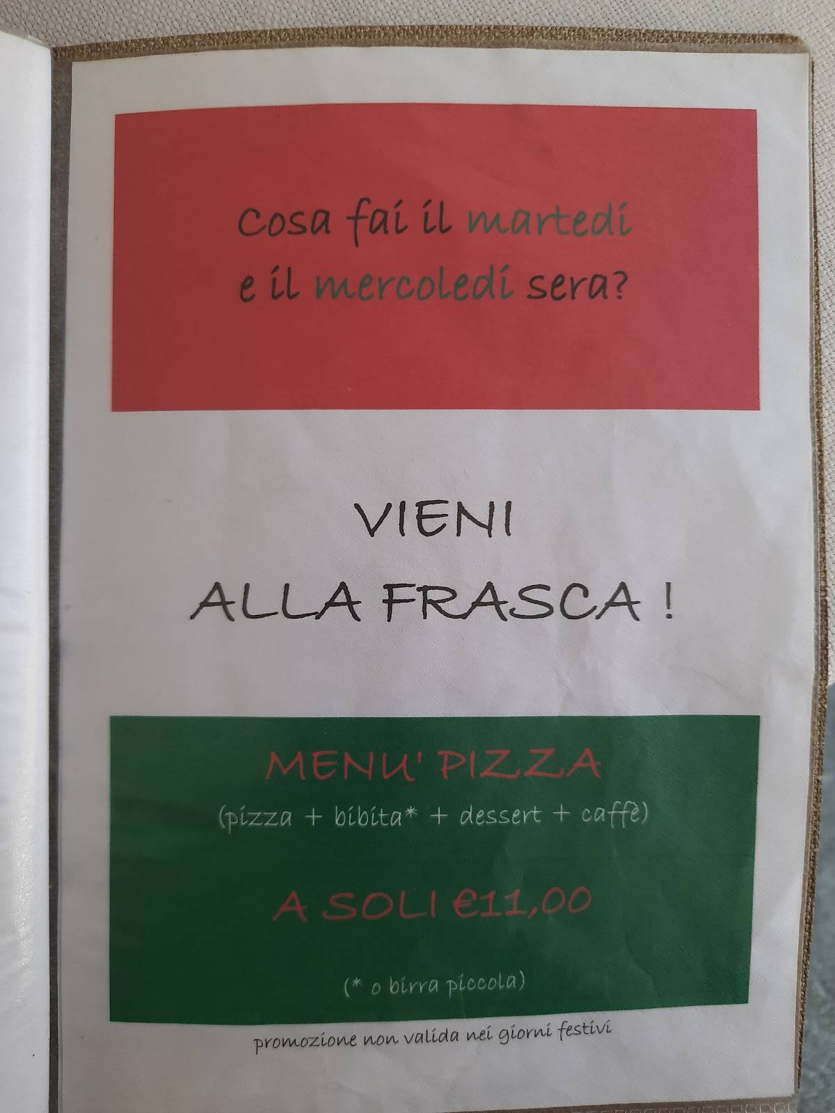 Menu da La Frasca ristorante, Almenno San Salvatore
