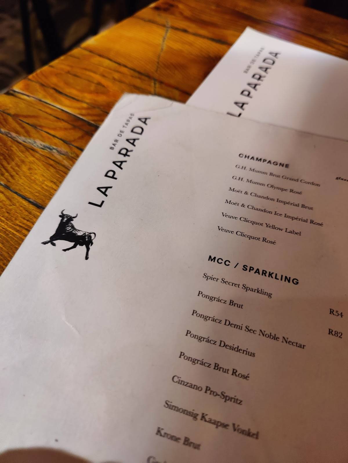 Menu at La Parada V&A Waterfront restaurant, Cape Town, 1 Dock Rd