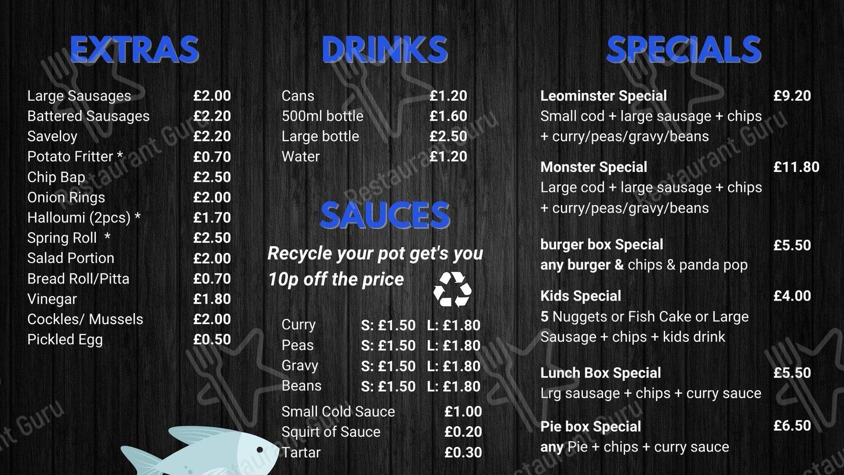 Menu at Leominster Fish Bar, Leominster