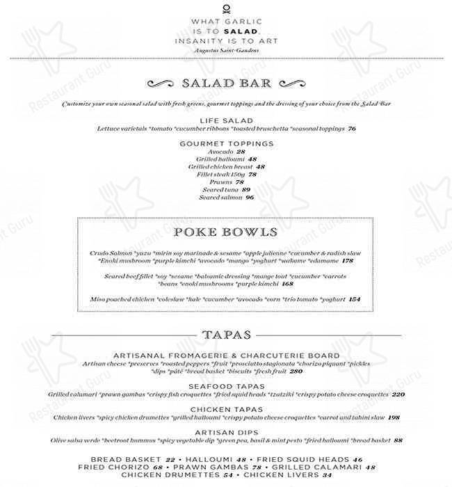 Menu at Life Grand Cafe Waterfall, Midrand, Waterfall Corner