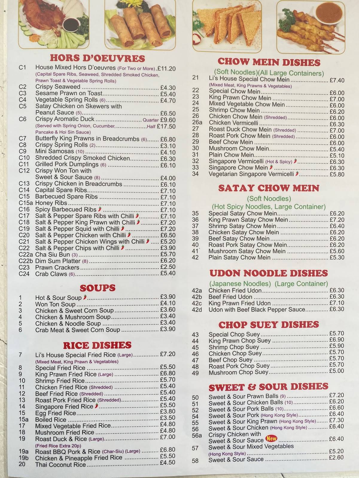 Menu at Lis restaurant, Crowborough, sunny house